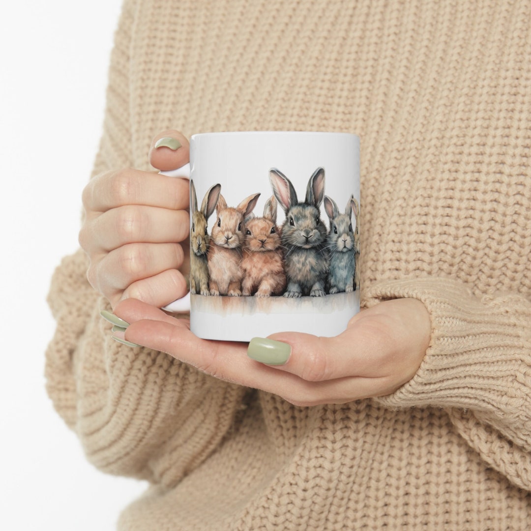 Bunnies in a Row - Cute Bunny / Rabbit Mug 11oz (great Gift Idea) - Etsy