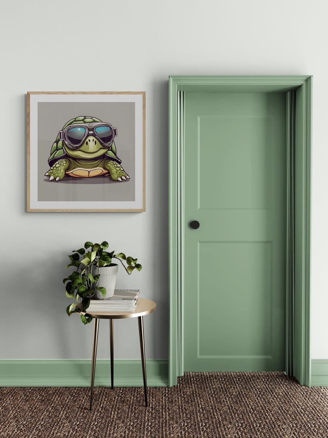 Tortoise With Speed Goggles, Printable Digital Art, Wall Art, AI Art ...