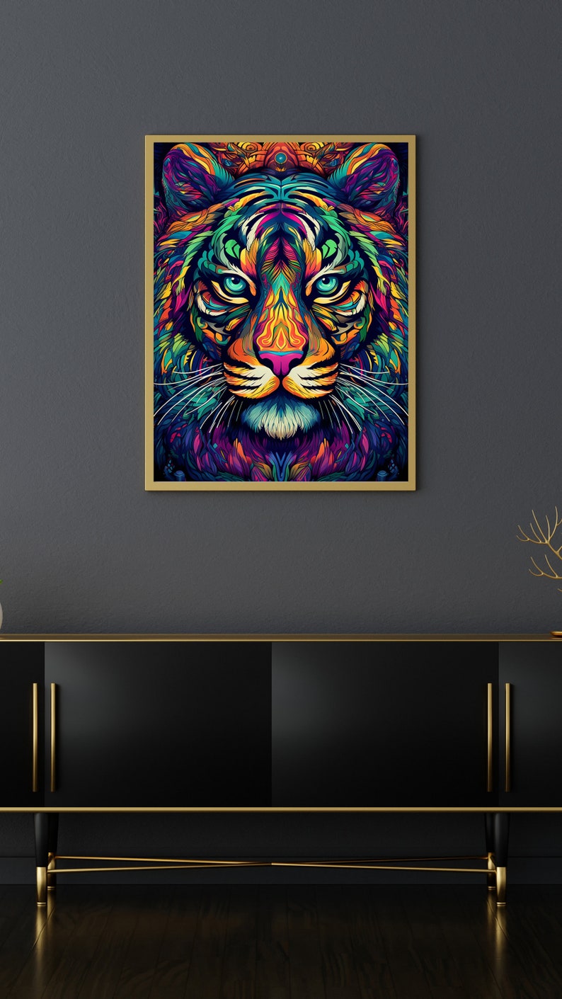 Psychedelic Tiger, Digital Art. Printable, Wall Art, Free Commercial Use. - Etsy