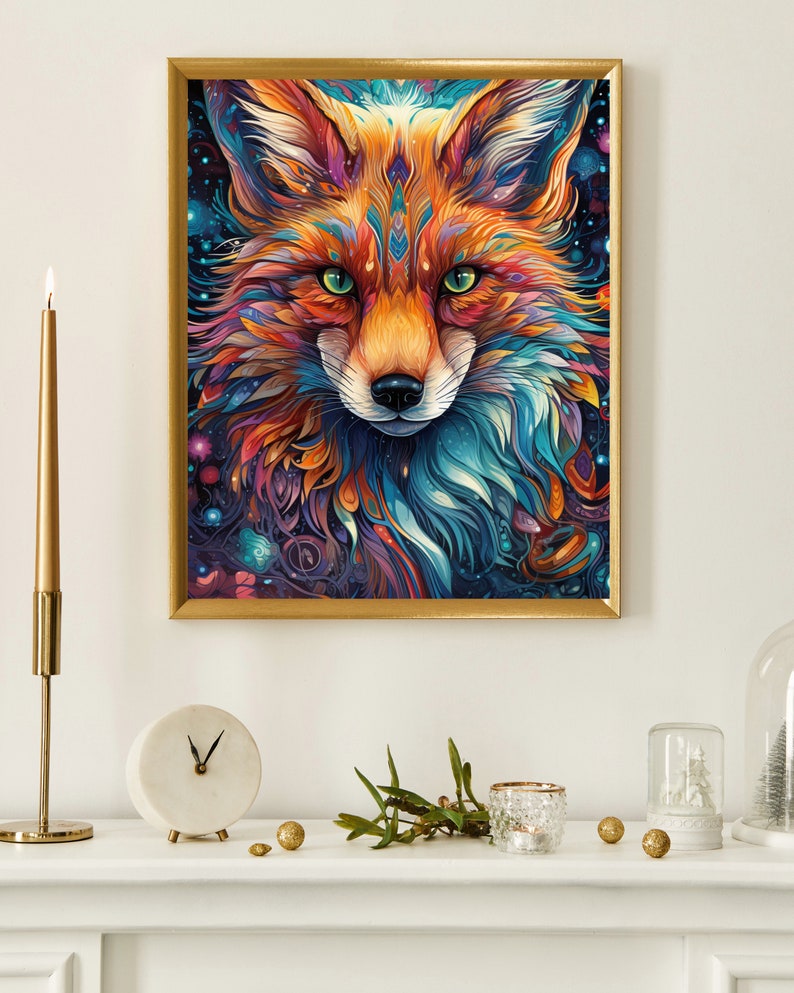 Psychedelic Fox, Digital Art. Printable, Wall Art, Free Commercial Use ...