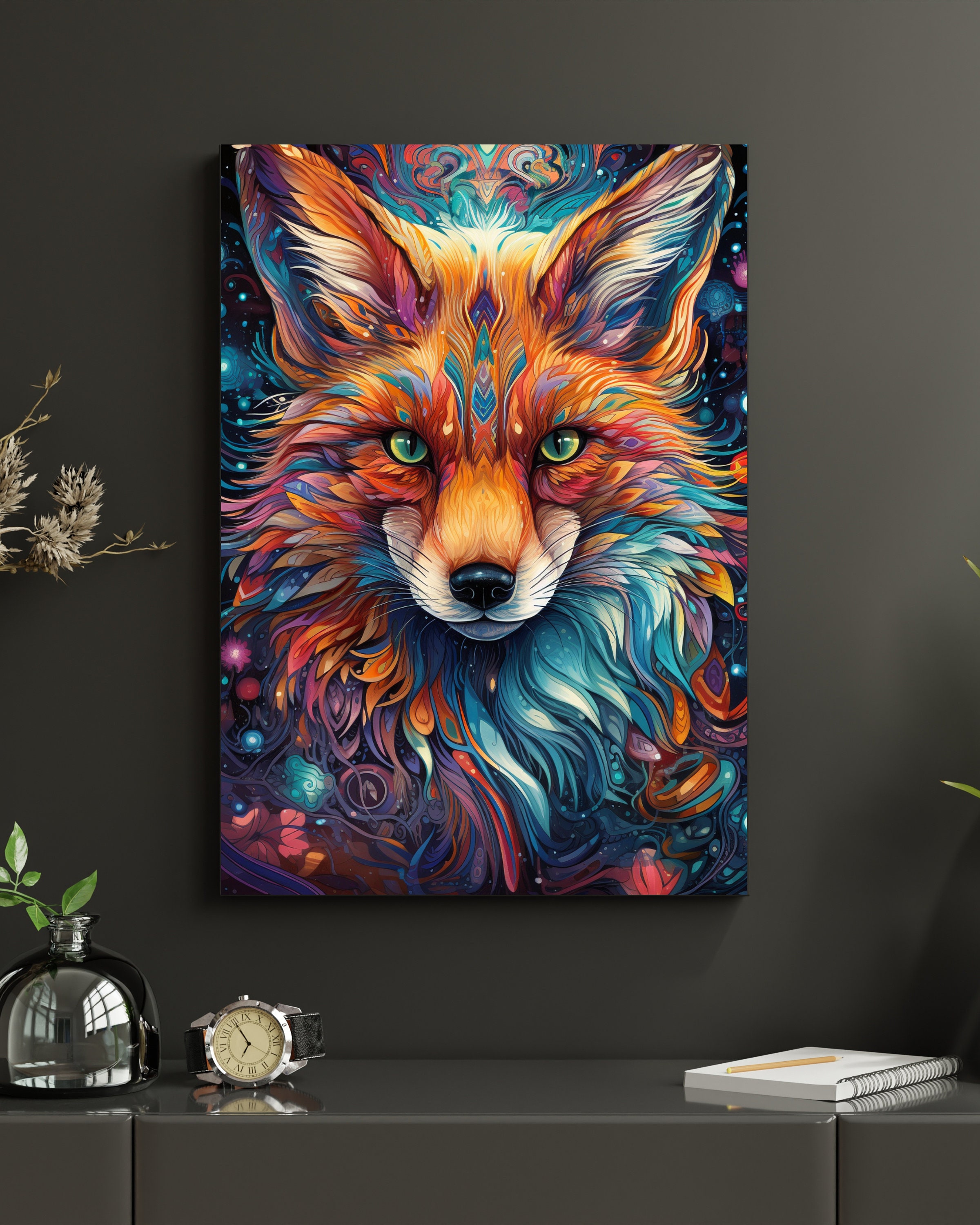Psychedelic Fox, Digital Art. Printable, Wall Art, Free Commercial Use ...