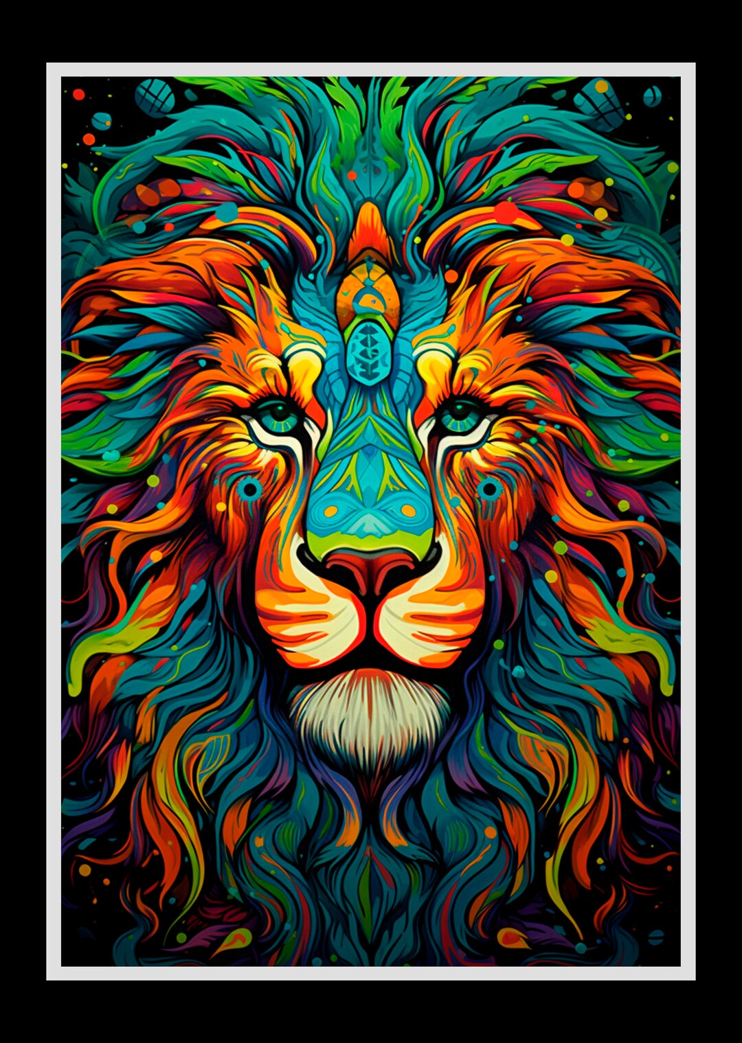 Psychedelic Lion, Digital Art. Printable, Wall Art, Free Commercial Use ...