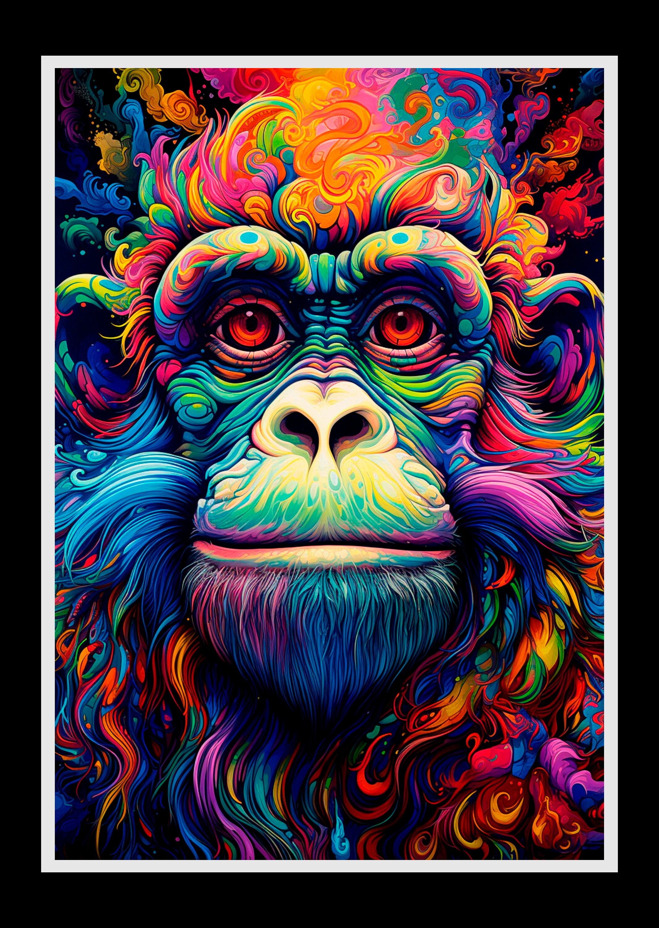 Psychedelic Monkey, Digital Art. Printable, Wall Art, Free Commercial Use. - Etsy
