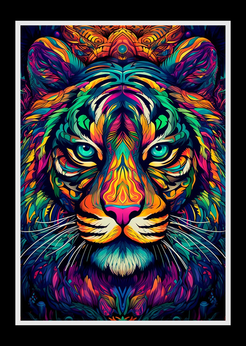 Psychedelic Tiger, Digital Art. Printable, Wall Art, Free Commercial Use. - Etsy