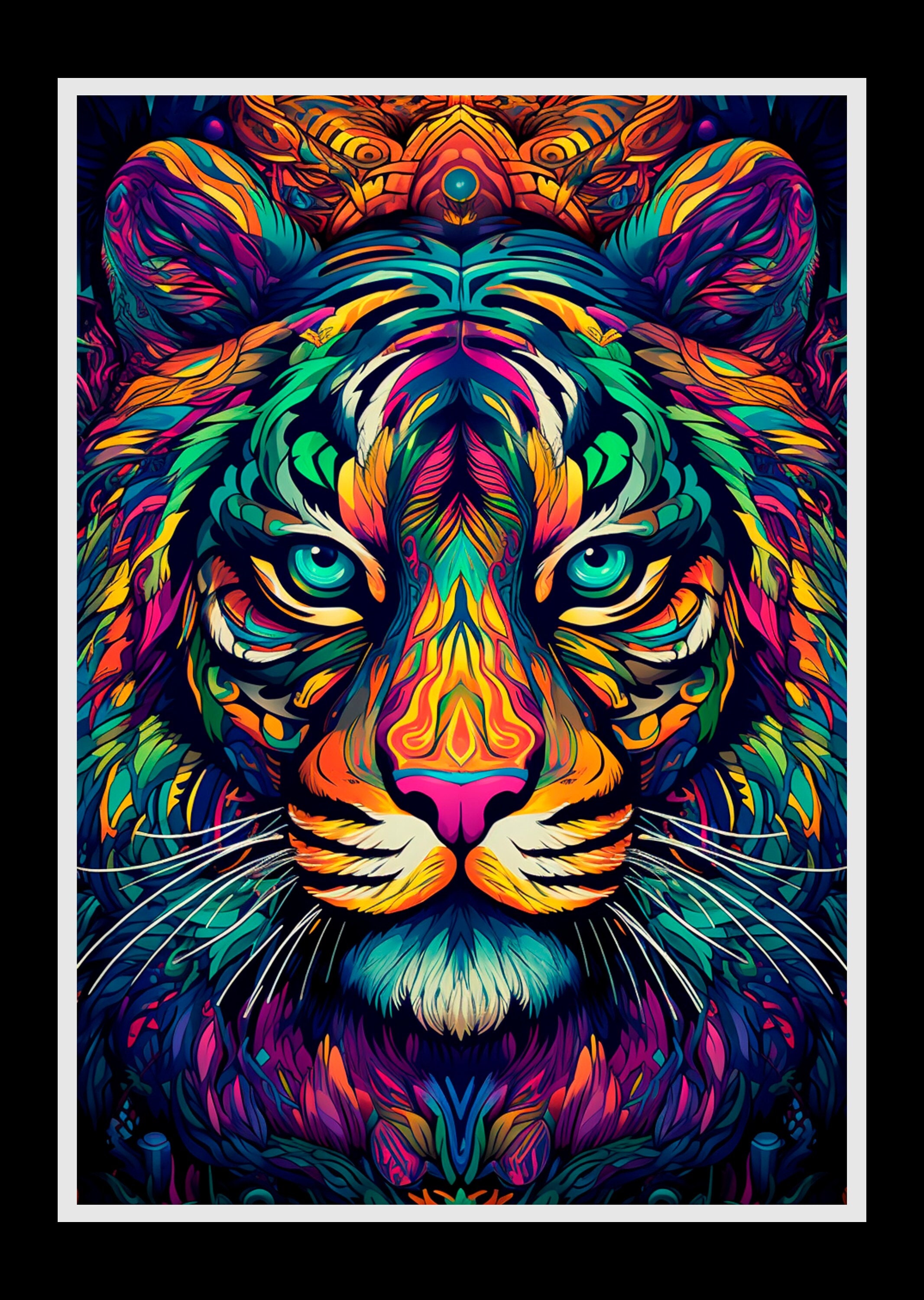 Psychedelic Tiger, Digital Art. Printable, Wall Art, Free Commercial ...