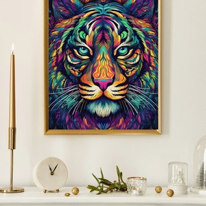 Psychedelic Tiger, Digital Art. Printable, Wall Art, Free Commercial ...