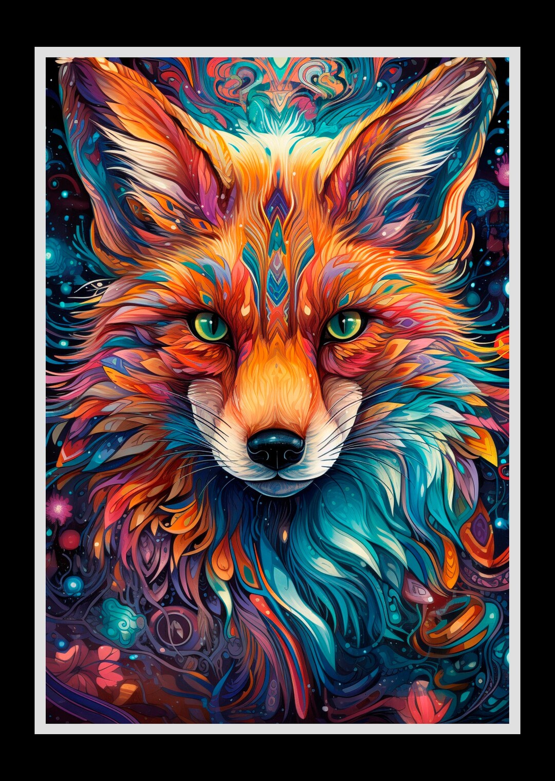 Psychedelic Fox, Digital Art. Printable, Wall Art, Free Commercial Use ...