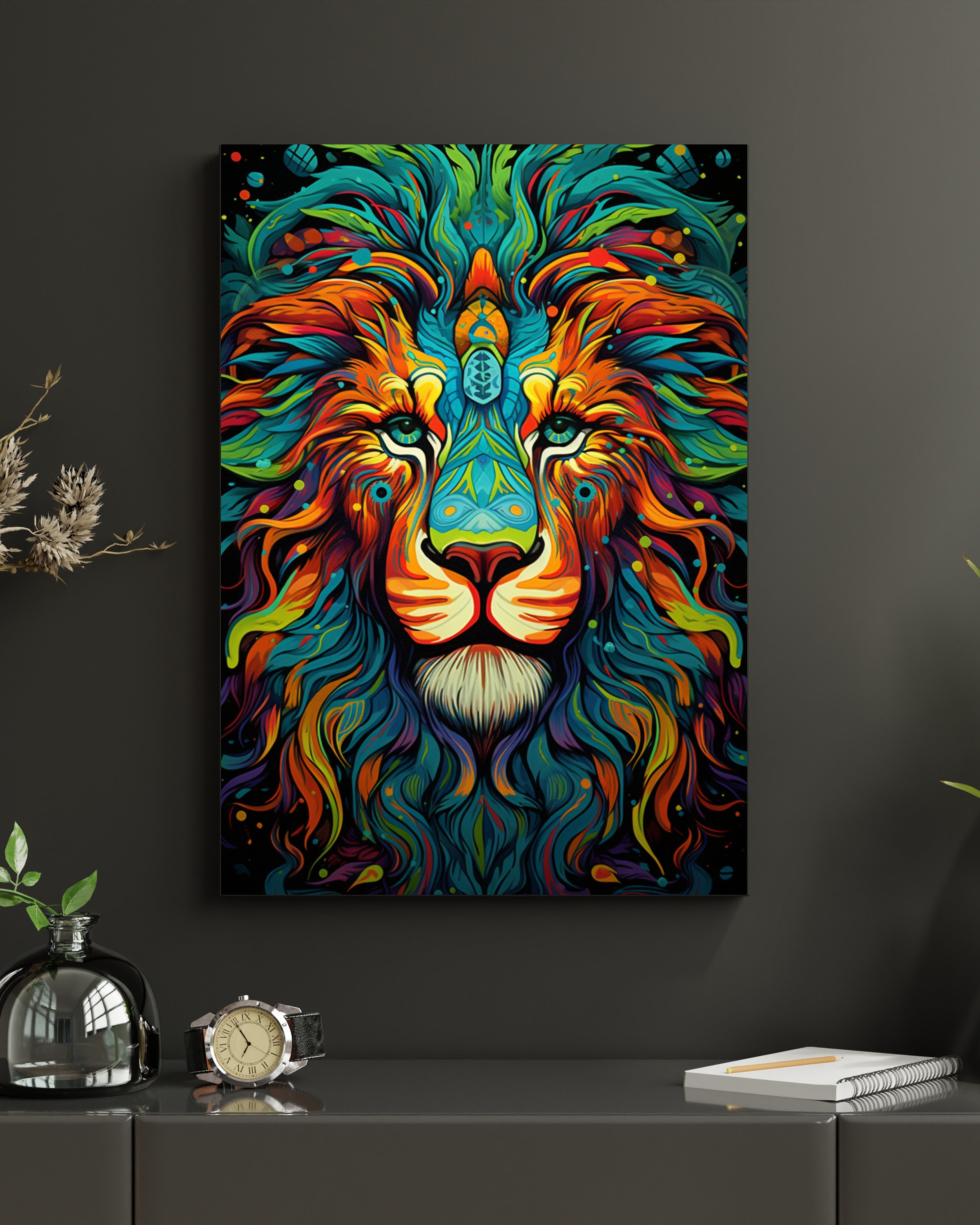 Psychedelic Lion, Digital Art. Printable, Wall Art, Free Commercial Use ...