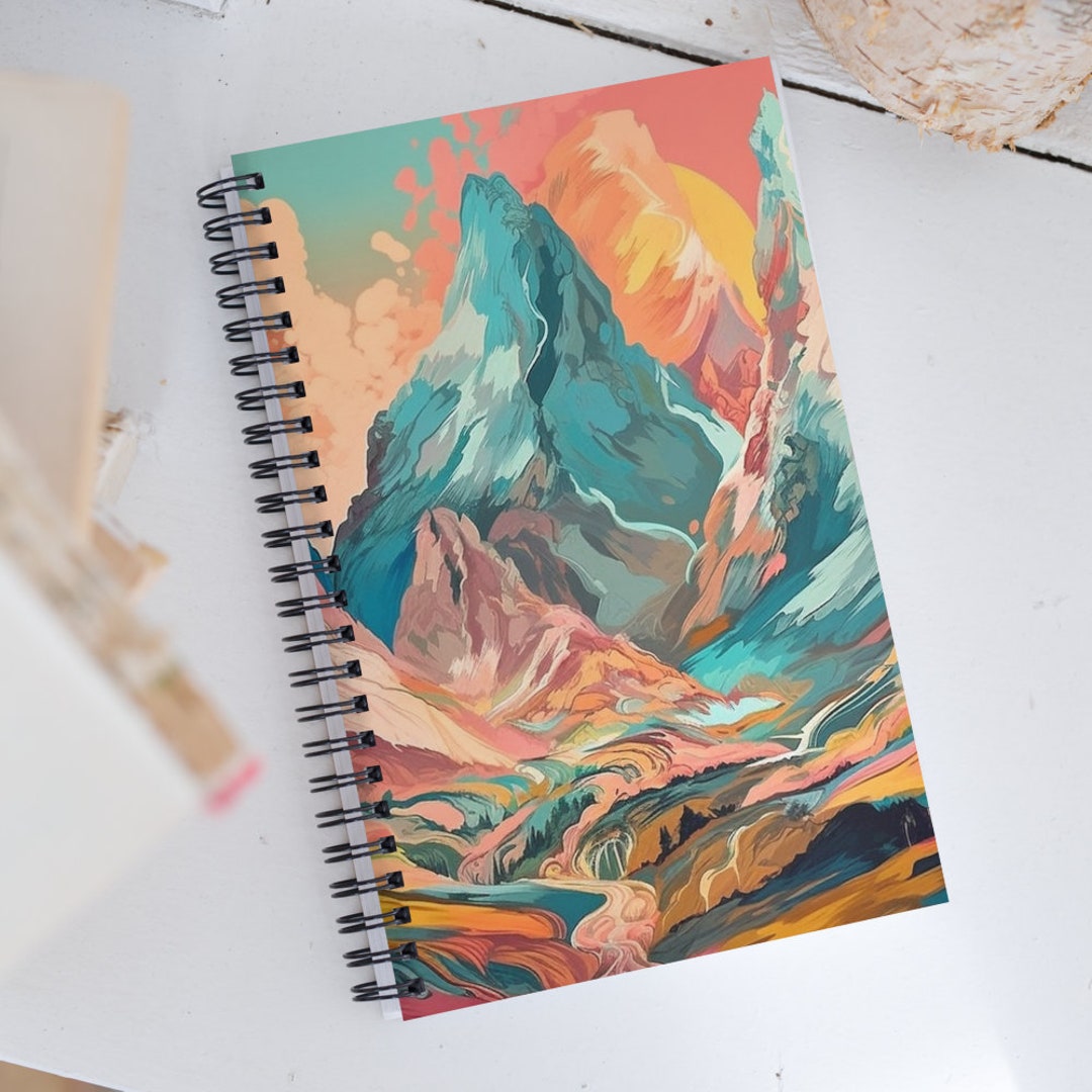 Abstract Mountain Sunset Spiral Notebook Decomposition - Etsy