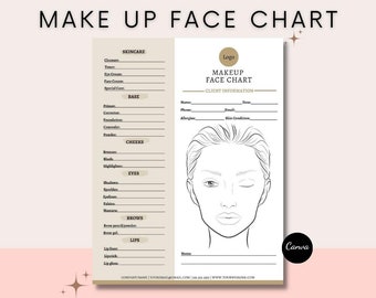 EDITABLE Makeup Artist Face Chart Makeup Artist Form Freelance Makeup ...