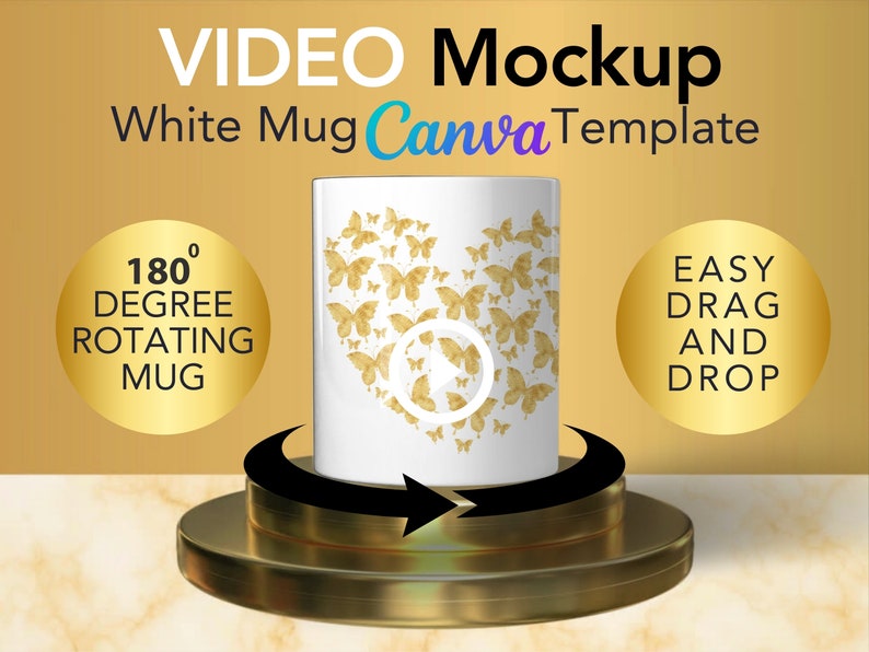 Rotating Mug Video Mockup Animated Mug Mockup Mug Drag and Drop Canva ...