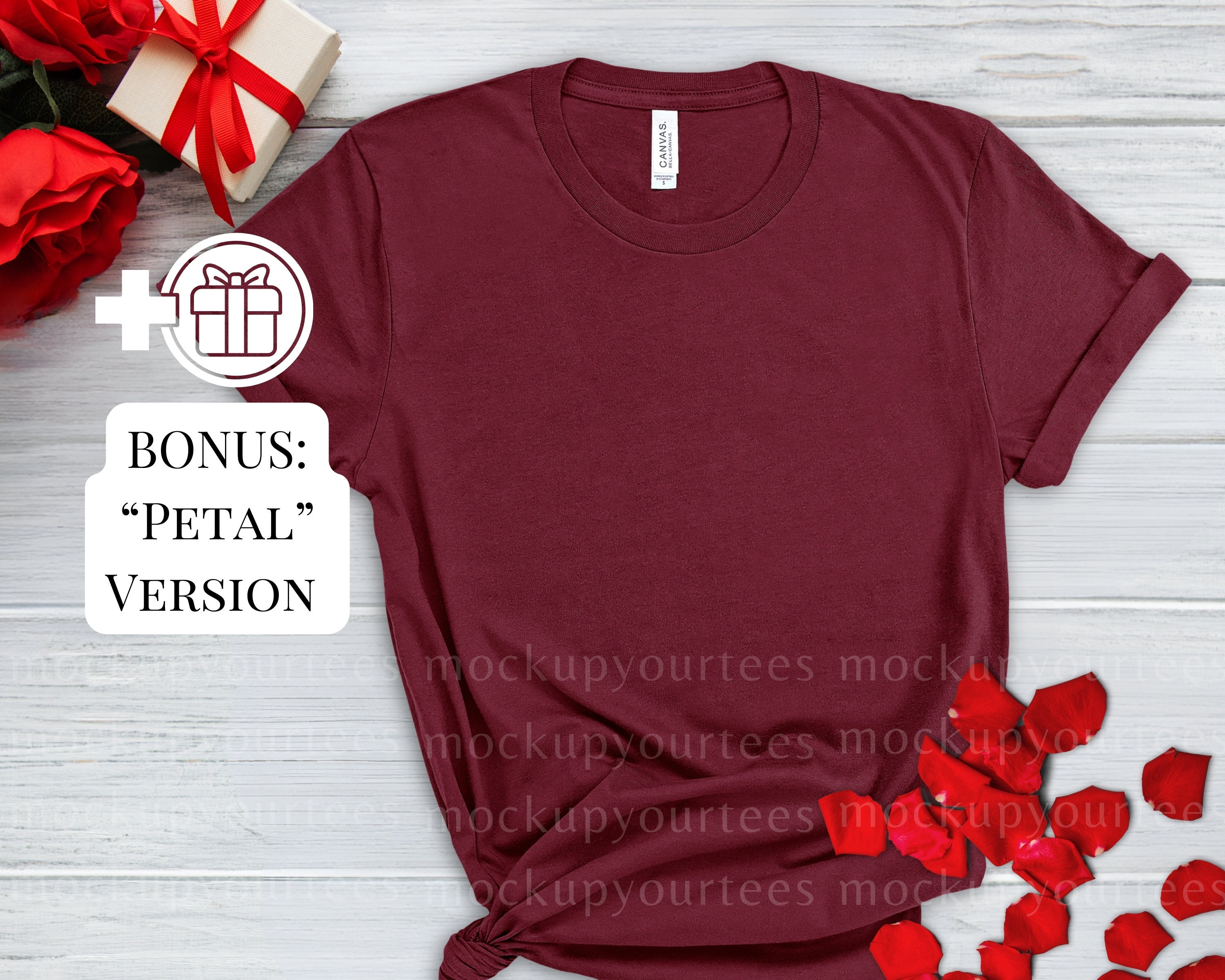 Maroon, Bella Canvas 3001 Flat Lay Mockup, Valentine Background Mockup ...