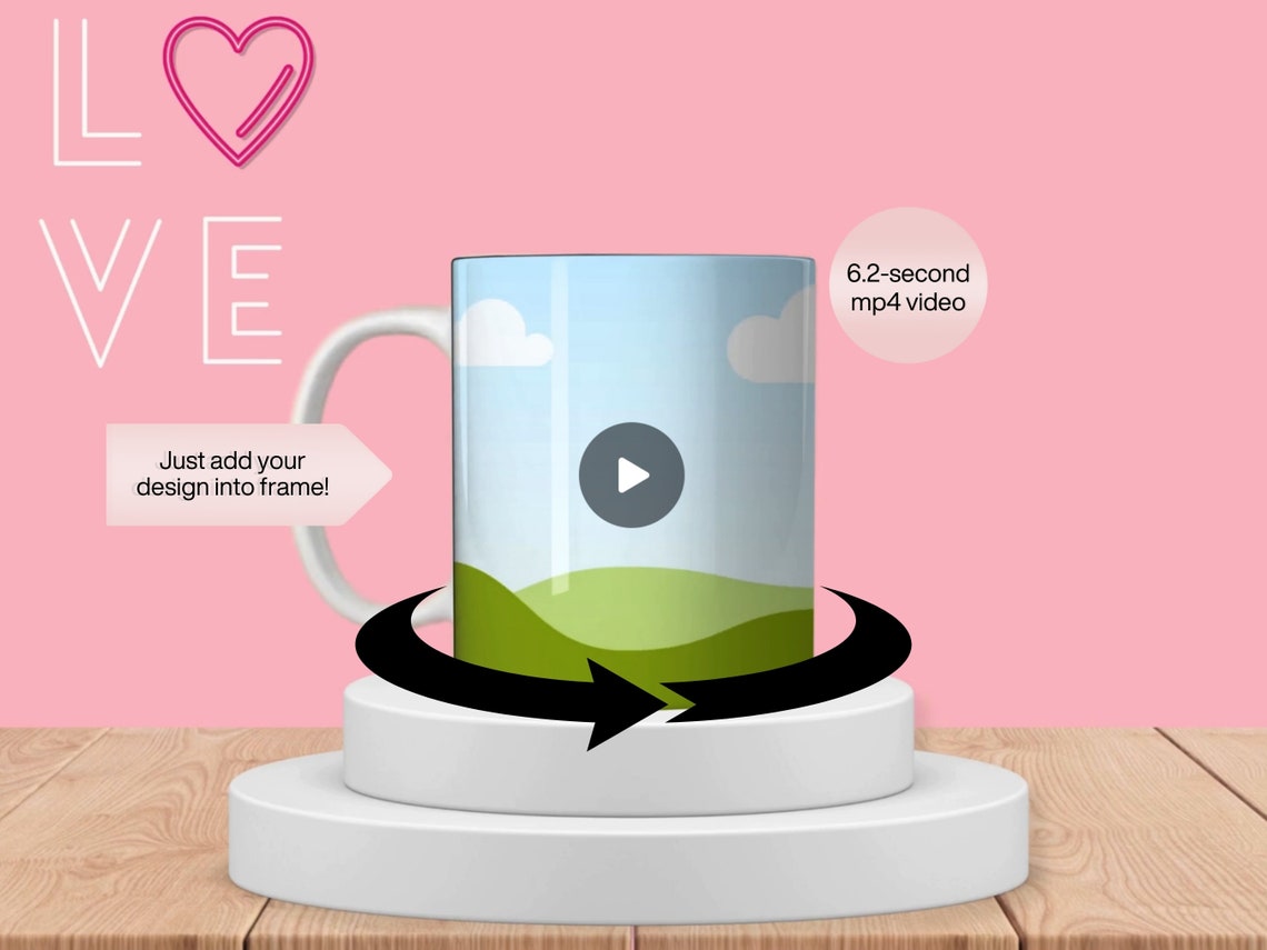 Valentine's Rotating Mug Video Mockup Animated Mug Drag and Drop Canva ...