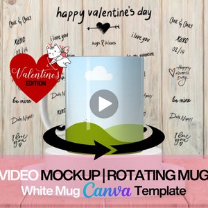 Valentine's Rotating Mug Video Mockup Animated Mug Drag and Drop Canva ...