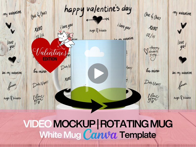 Valentine's Rotating Mug Video Mockup Animated Mug Drag and Drop Canva ...