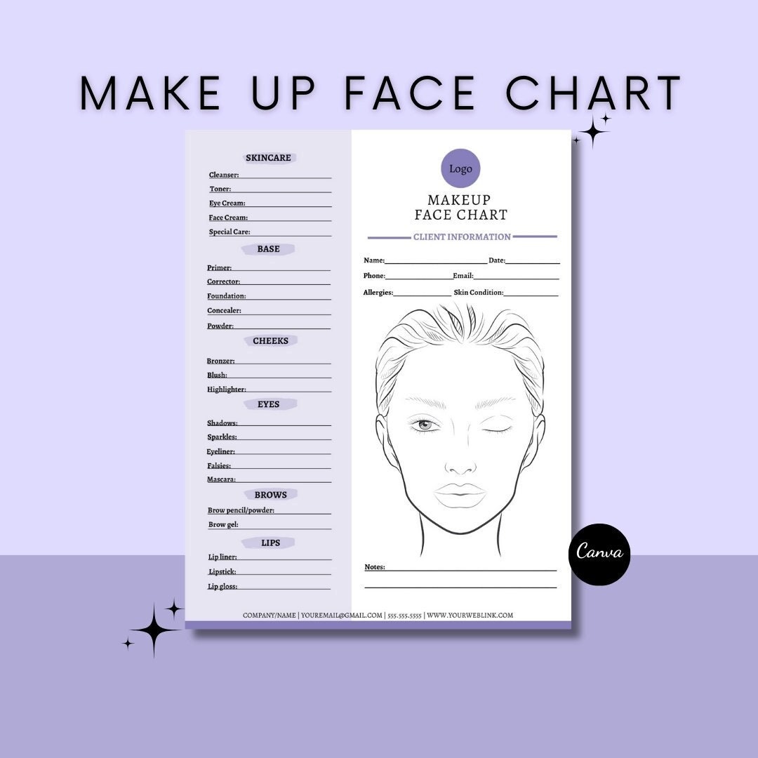 Editable Makeup Artist Face Chart Makeup Artist Form Freelance Makeup