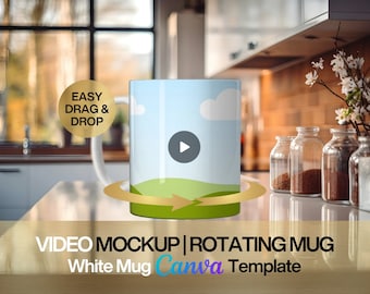 Rotating Mug Video Mockup: Drag & Drop Canva Template - Etsy