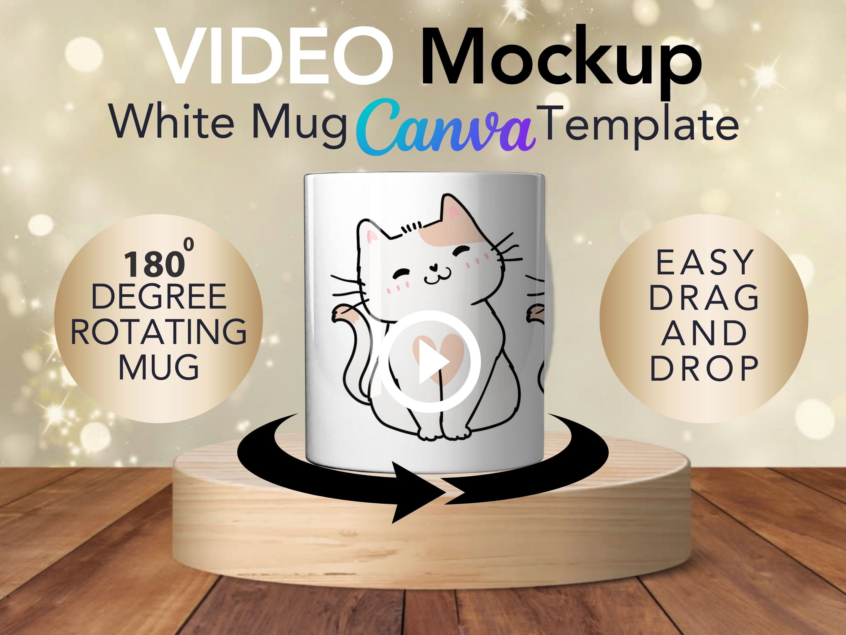 BUNDLE Rotating Mug Video Mockup Animated Mug Mockup Mug Drag and Drop ...