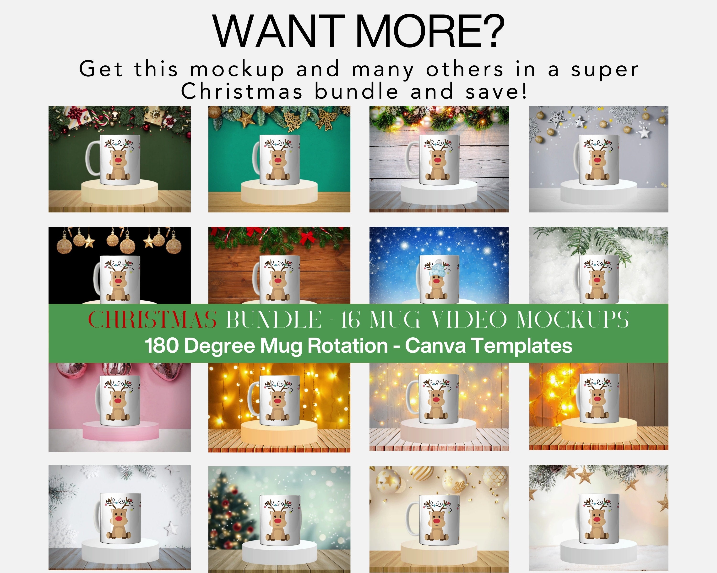 Christmas Rotating Mug Video Mockup White Mug Canva Template Drag and ...