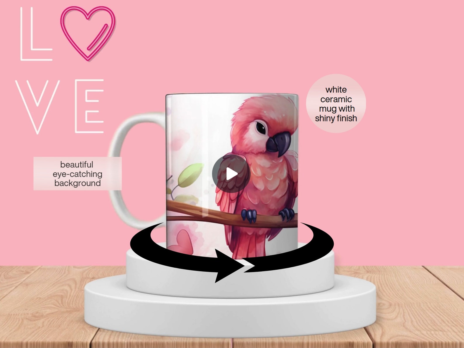 Valentine's Rotating Mug Video Mockup Animated Mug Drag and Drop Canva ...