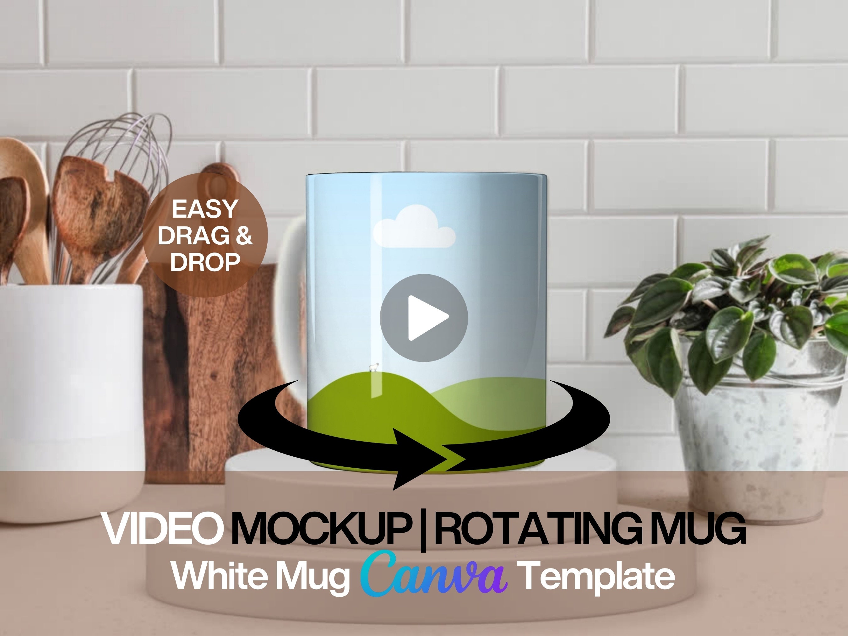 Rotating Mug Video Mockup Animated Mug Mockup Mug Drag and Drop Canva ...
