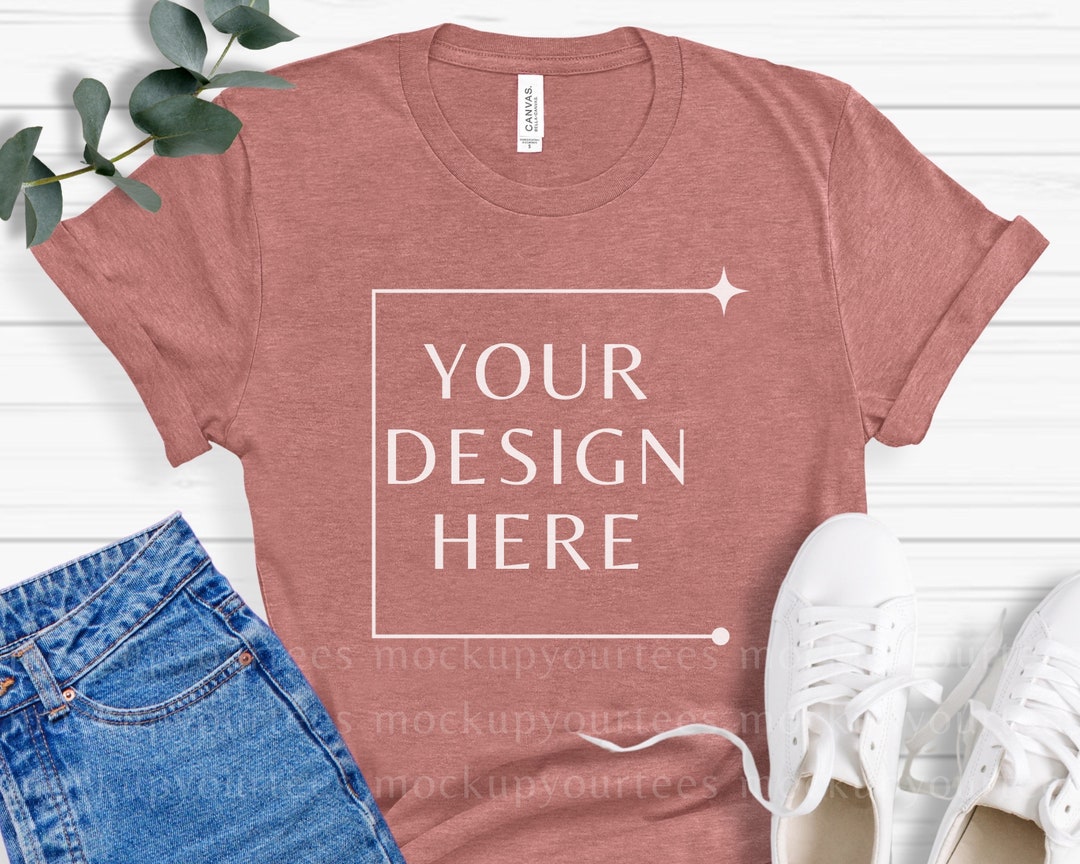 Heather Mauve Bella Canvas 3001 Mockup Bella Canvas 3001 Aesthetic Flat ...