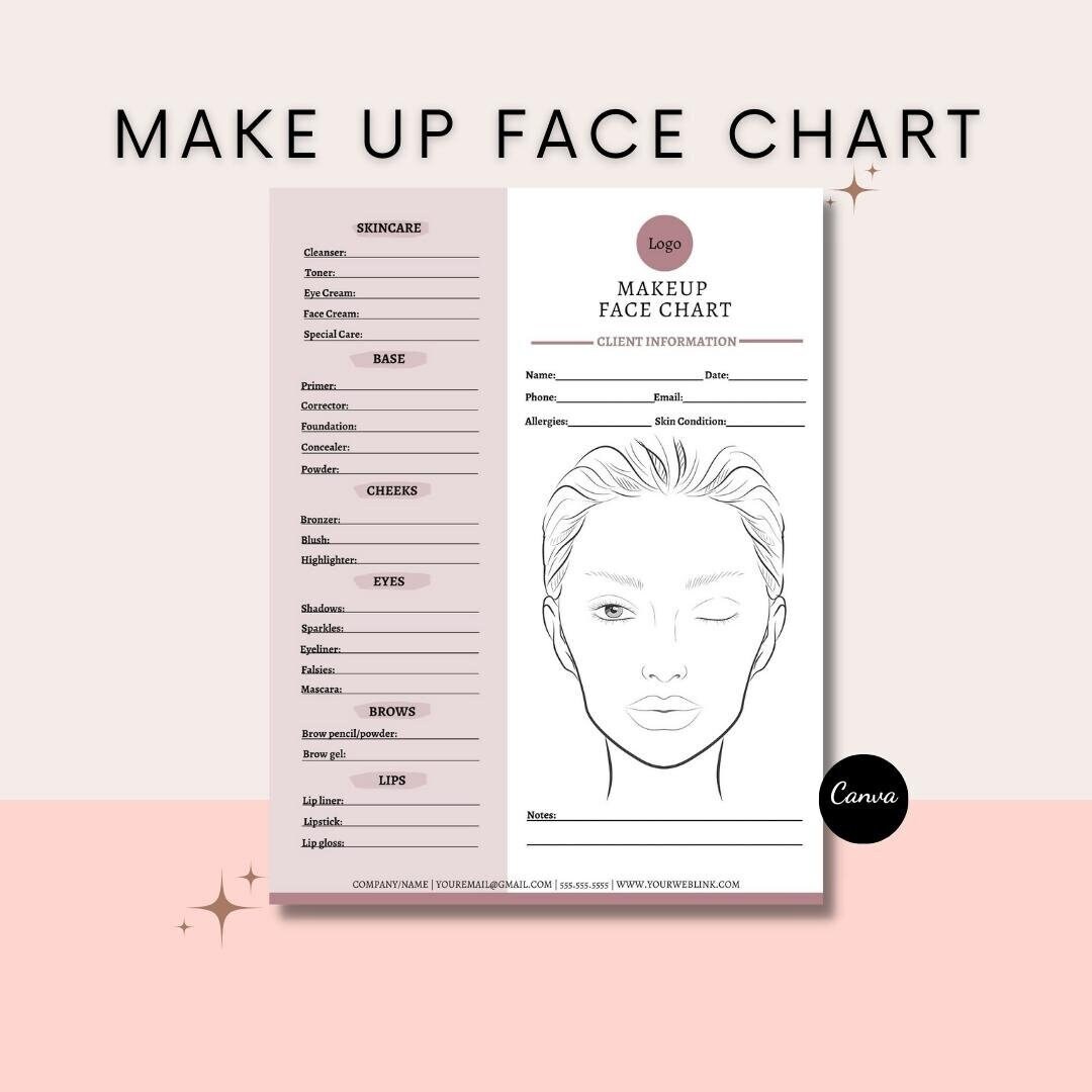 EDITABLE Makeup Artist Face Chart Makeup Artist Form Freelance Makeup ...