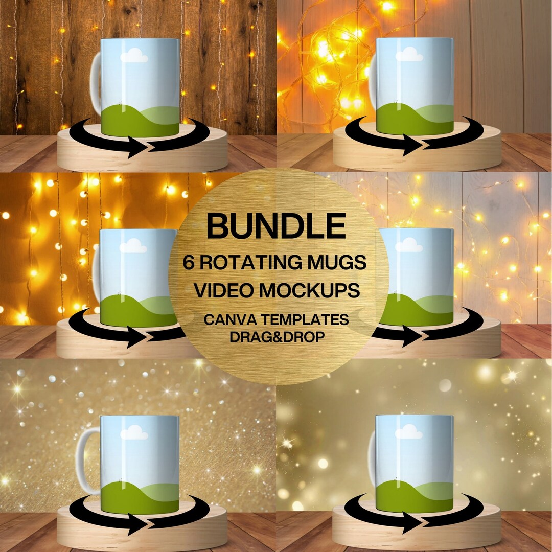 BUNDLE Rotating Mug Video Mockup Animated Mug Mockup Mug Drag and Drop ...