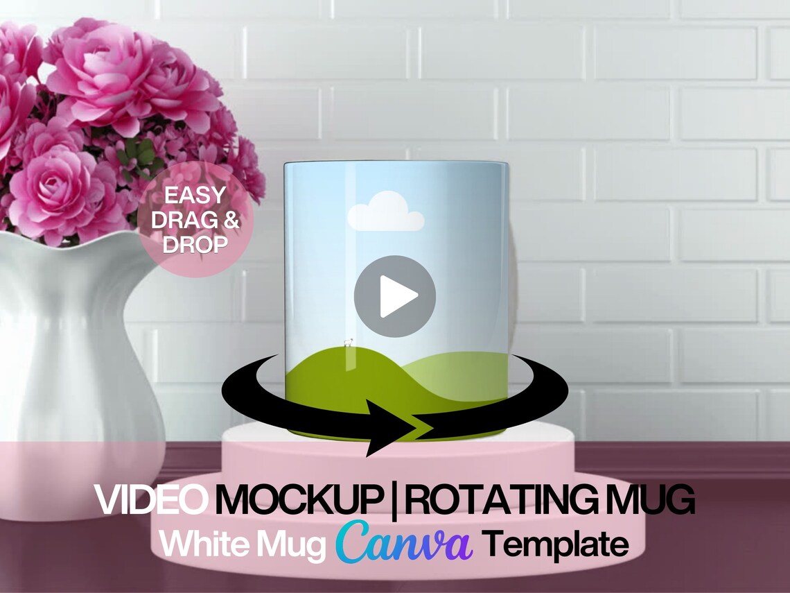 Rotating Mug Video Mockup 3D Animated White Mug Drag and Drop Canva ...