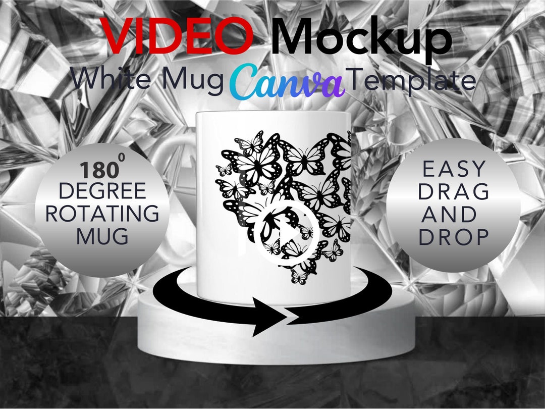 Mug Video Mockup White Mug Rotating Canva Template Coffee Mug - Etsy