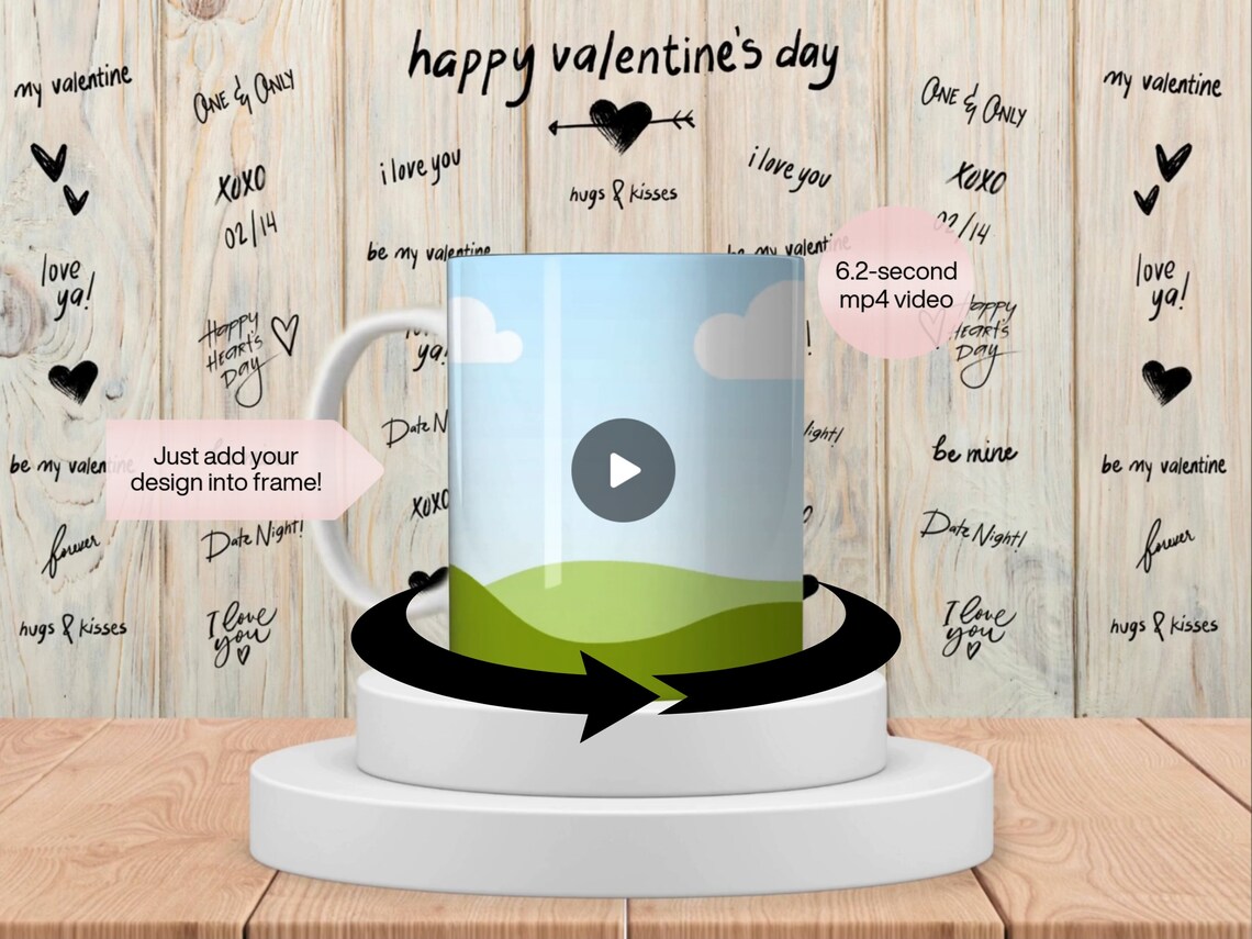 Valentine's Rotating Mug Video Mockup Animated Mug Drag and Drop Canva ...