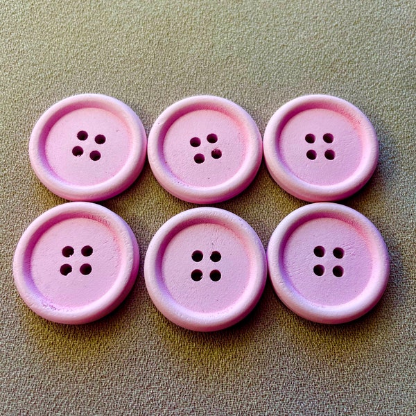 Pink Wooden Buttons - Etsy