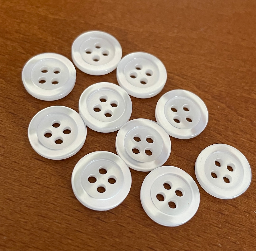 Pack of 10 Pearl White Four Hole Buttons for Shirts, Blouses, Sewing ...