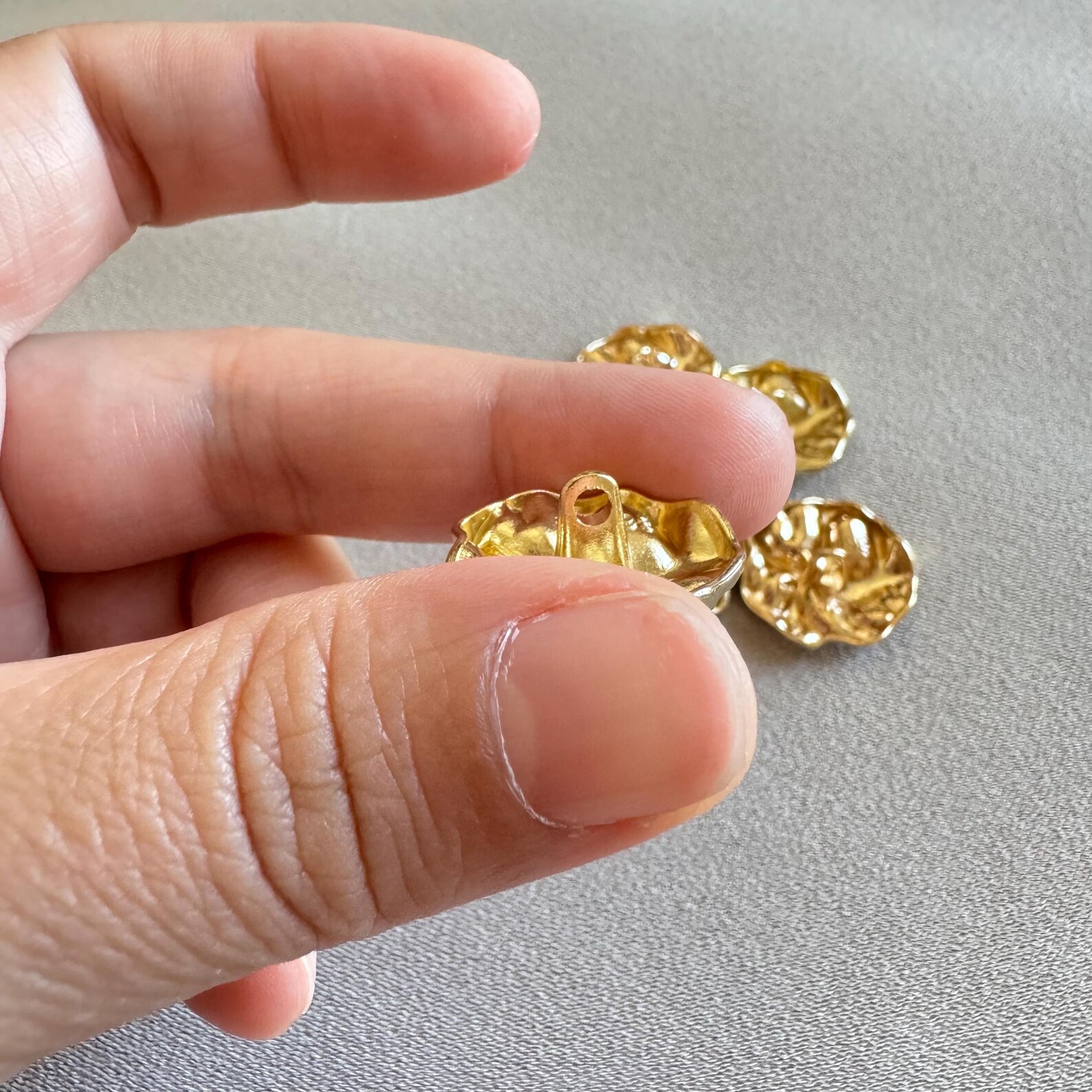 Gold Metal Buttons 20mm, Set of 5, Crinkled Design, Sewing and Fashion ...