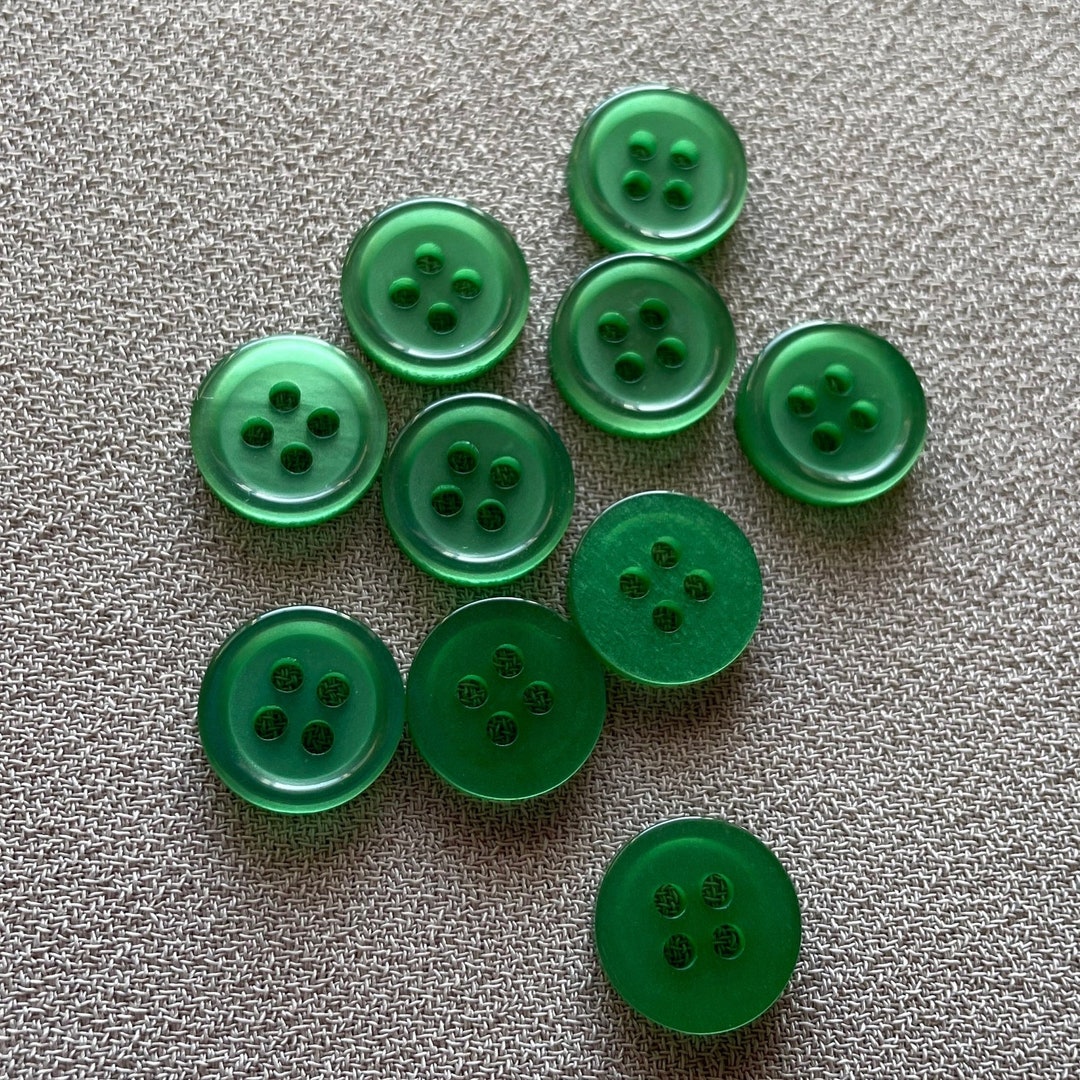 Pack of 10 Emerald Green Four Hole Buttons for Shirts, Blouses, Sewing ...