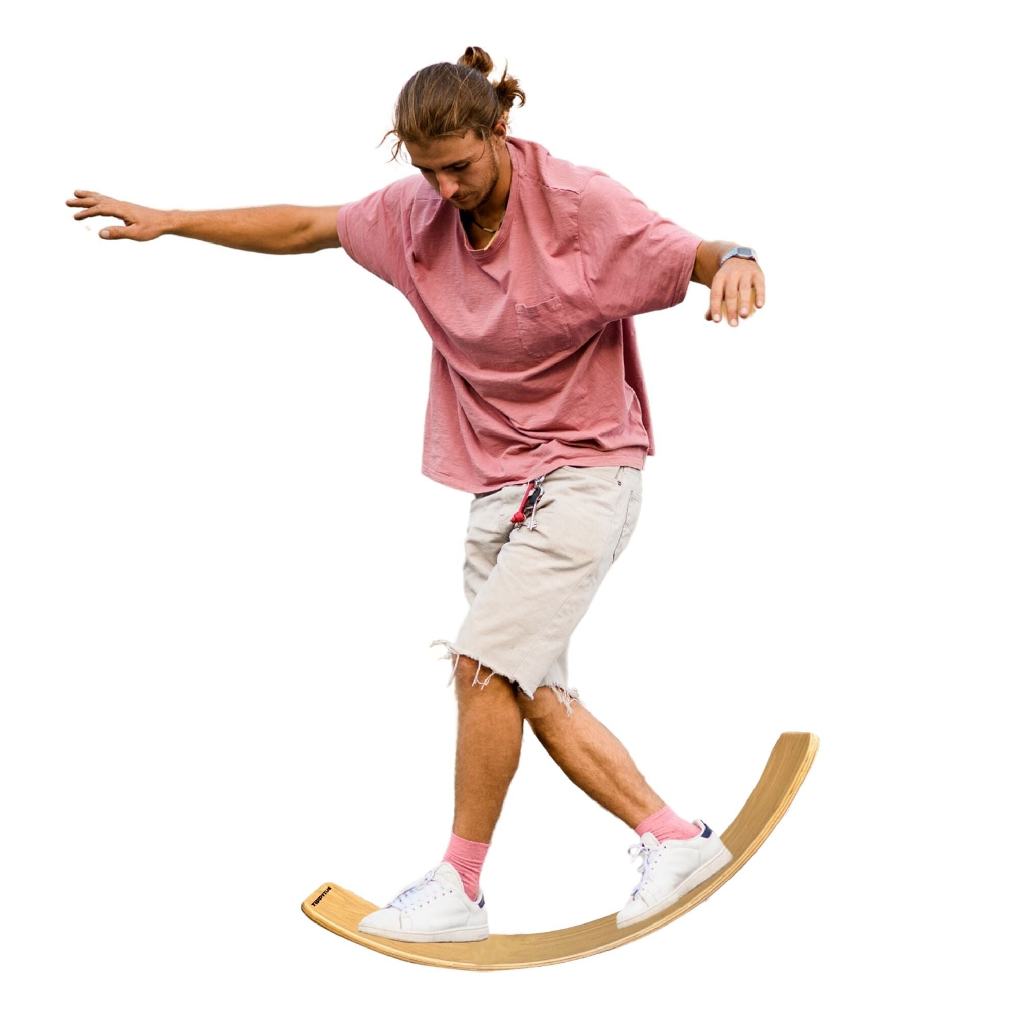 Tippytoe Adult Balance Board Wooden Wobble Board, Yoga Curvy Board ...
