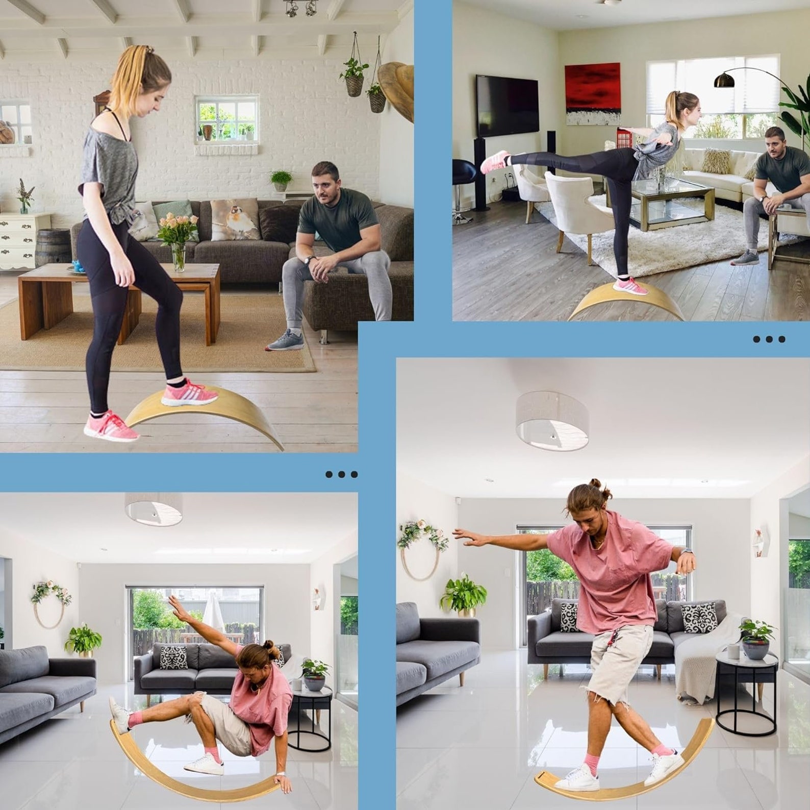 Tippytoe Adult Balance Board Wooden Wobble Board, Yoga Curvy Board ...