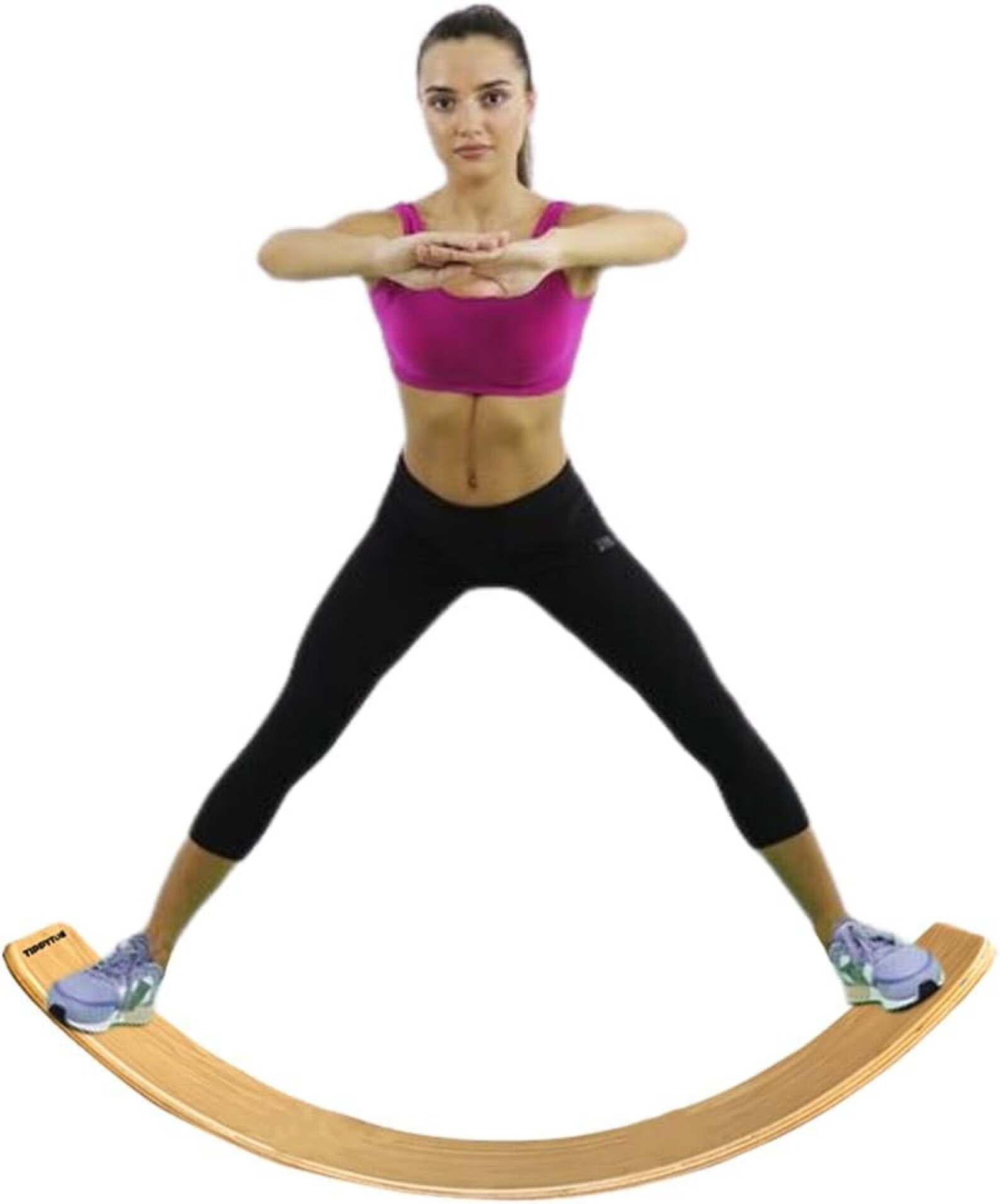 Tippytoe Adult Balance Board Wooden Wobble Board, Yoga Curvy Board ...