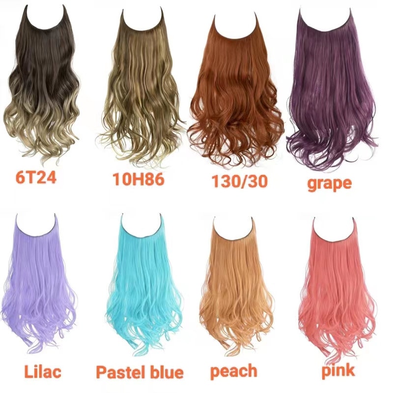 Body Wave Wavy Halo Extension, Halo Wig, Like Human Hair Extension ...