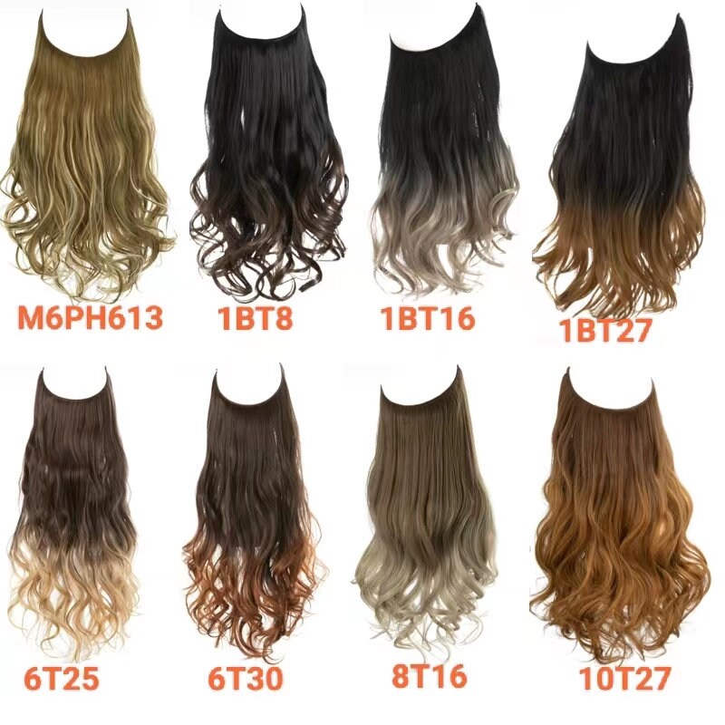 Body Wave Wavy Halo Extension, Halo Wig, Like Human Hair Extension ...