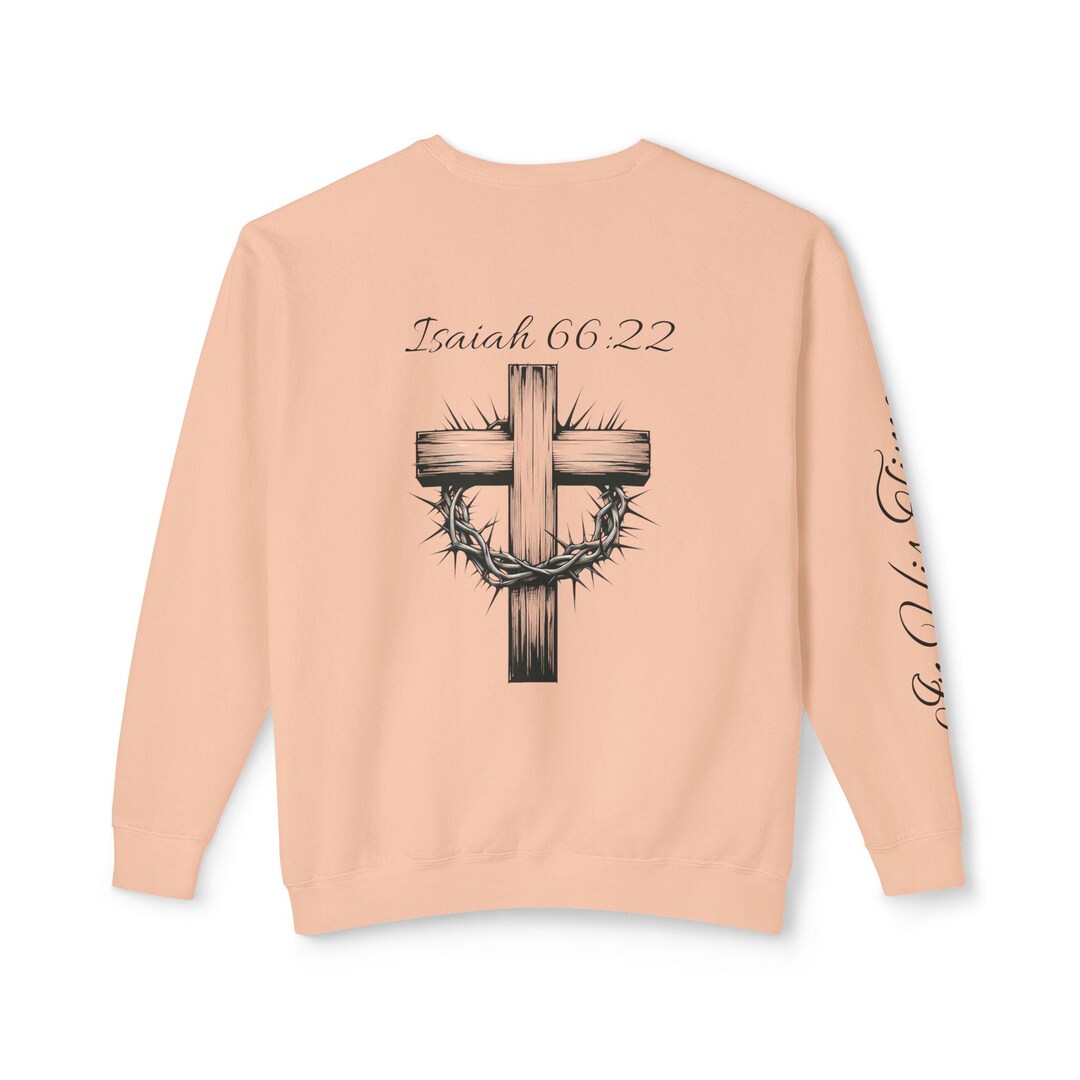 Christian Cross Lightweight Sweatshirt, Unisex Bible Verse Crewneck ...