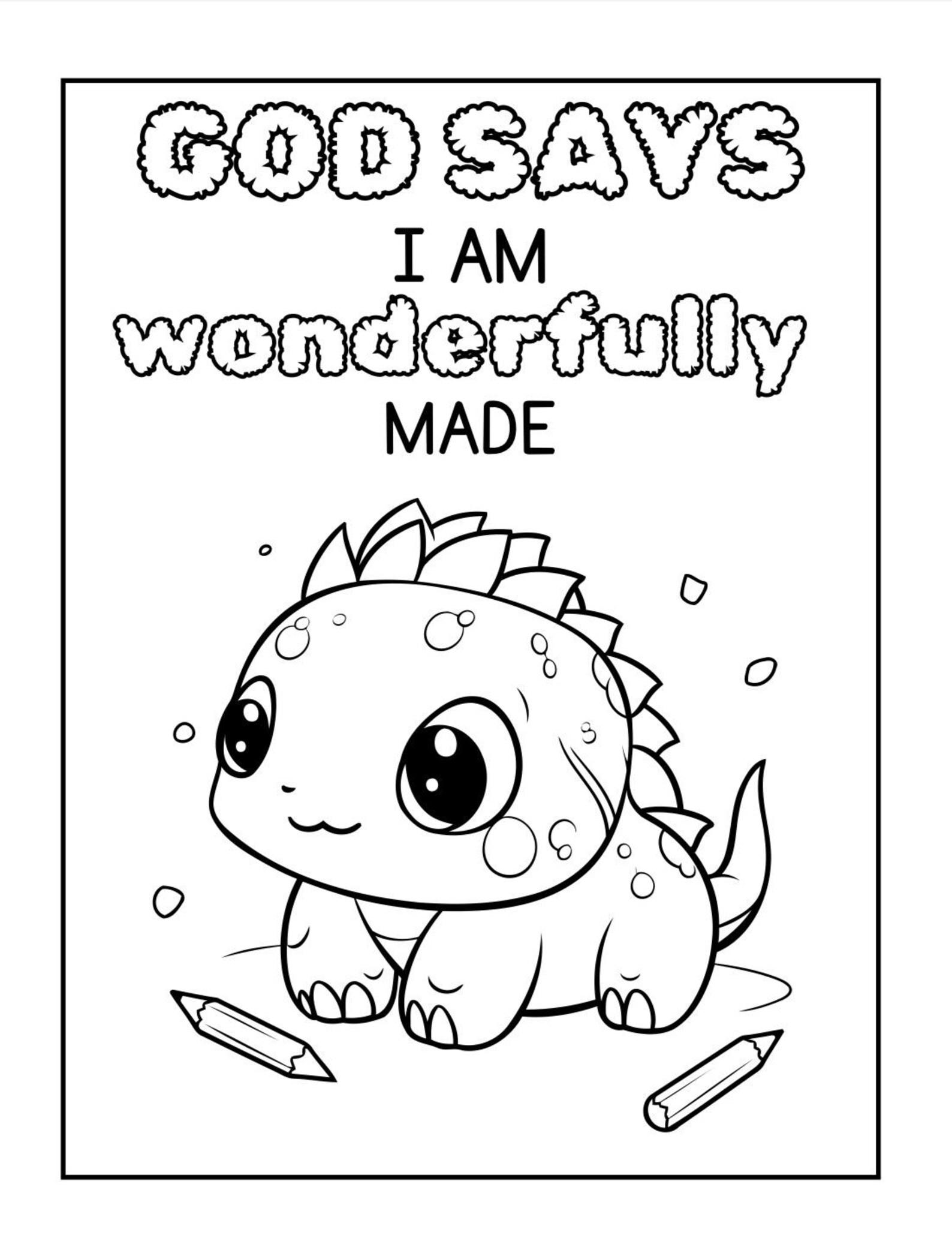 Kid’s Dino Christian Coloring Page - Etsy