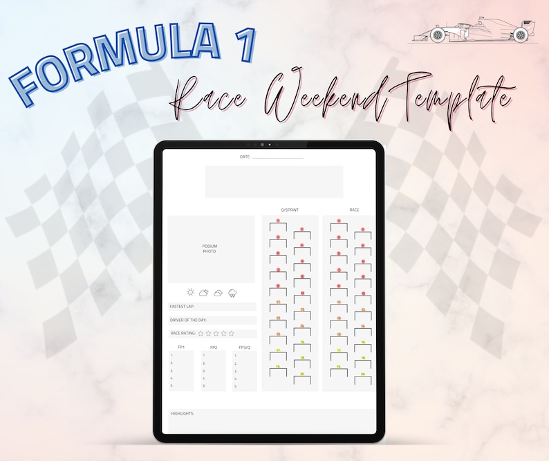 Formula 1 Race Weekend Template | F1 2023 | A4 Size | Ready to Download ...