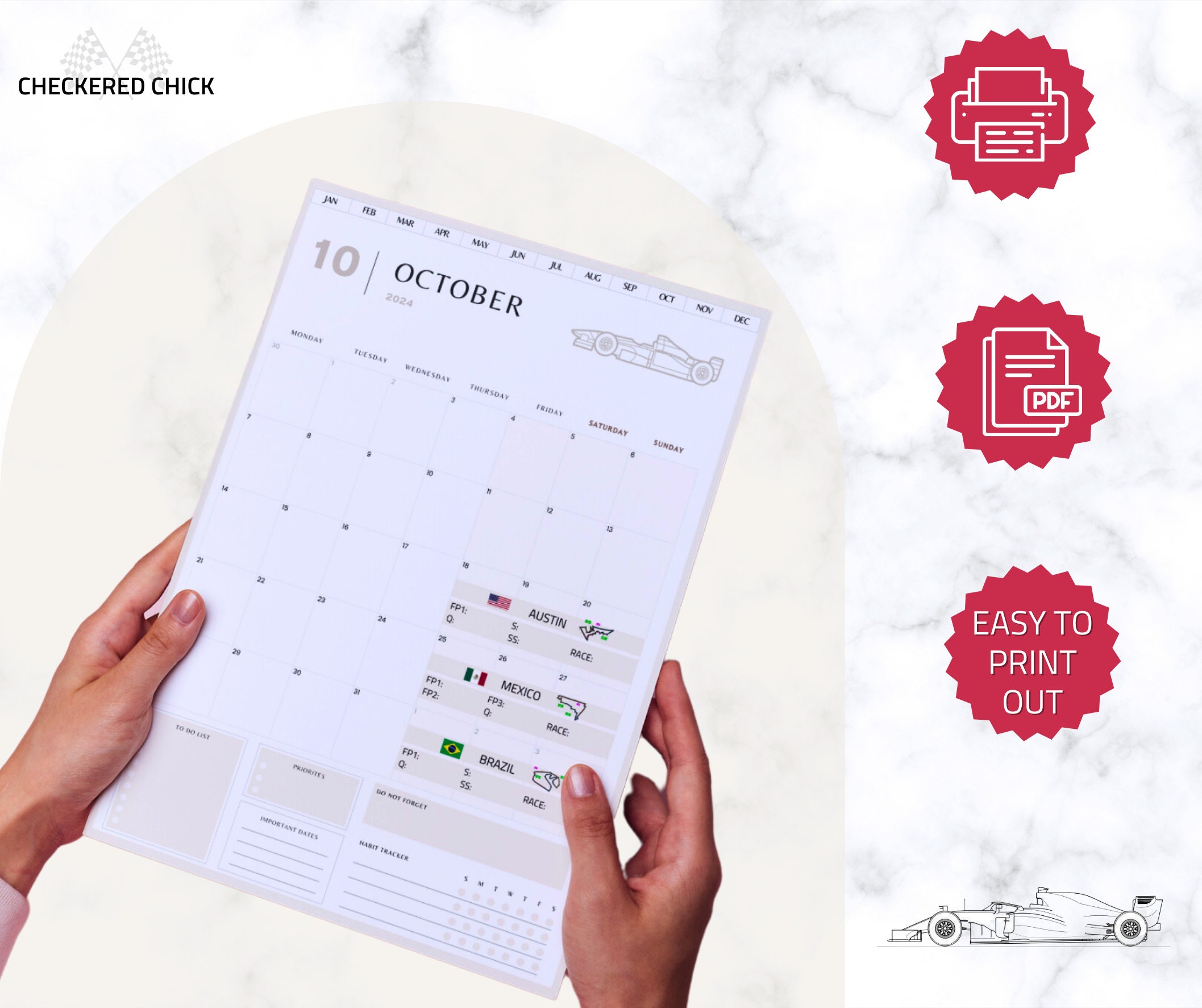 F1 Planner 2024 | Digital Formula 1 Planner | Formula One | Calendar F1 ...