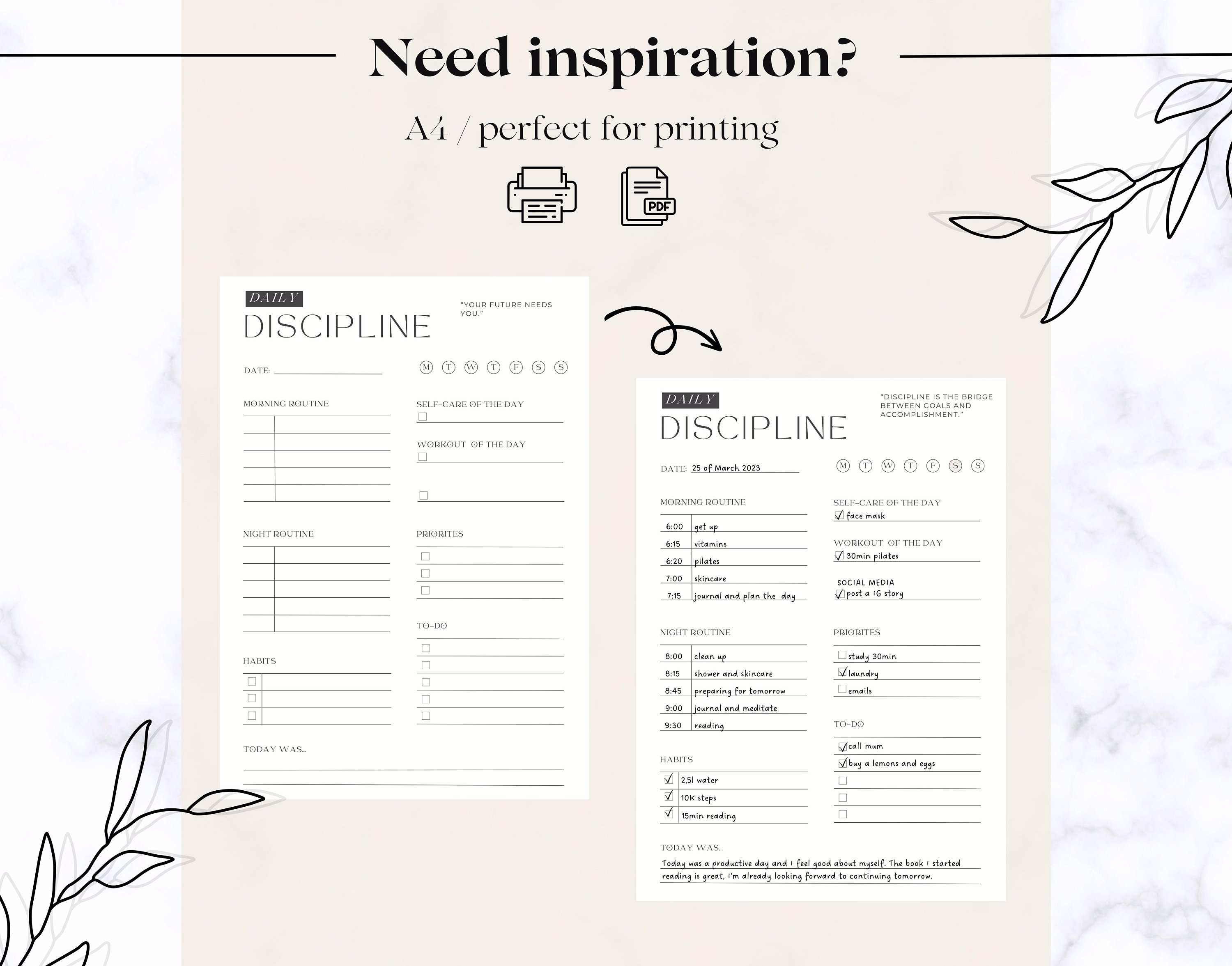 Daily Discipline Checklist - Etsy