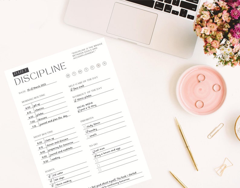 Daily Discipline Checklist - Etsy