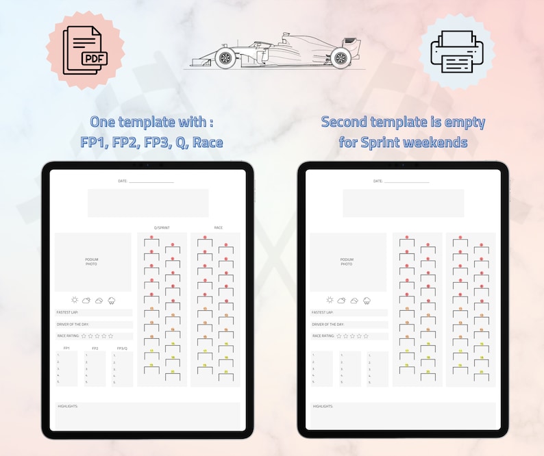 Formula 1 Race Weekend Template | F1 2023 | A4 Size | Ready to Download ...