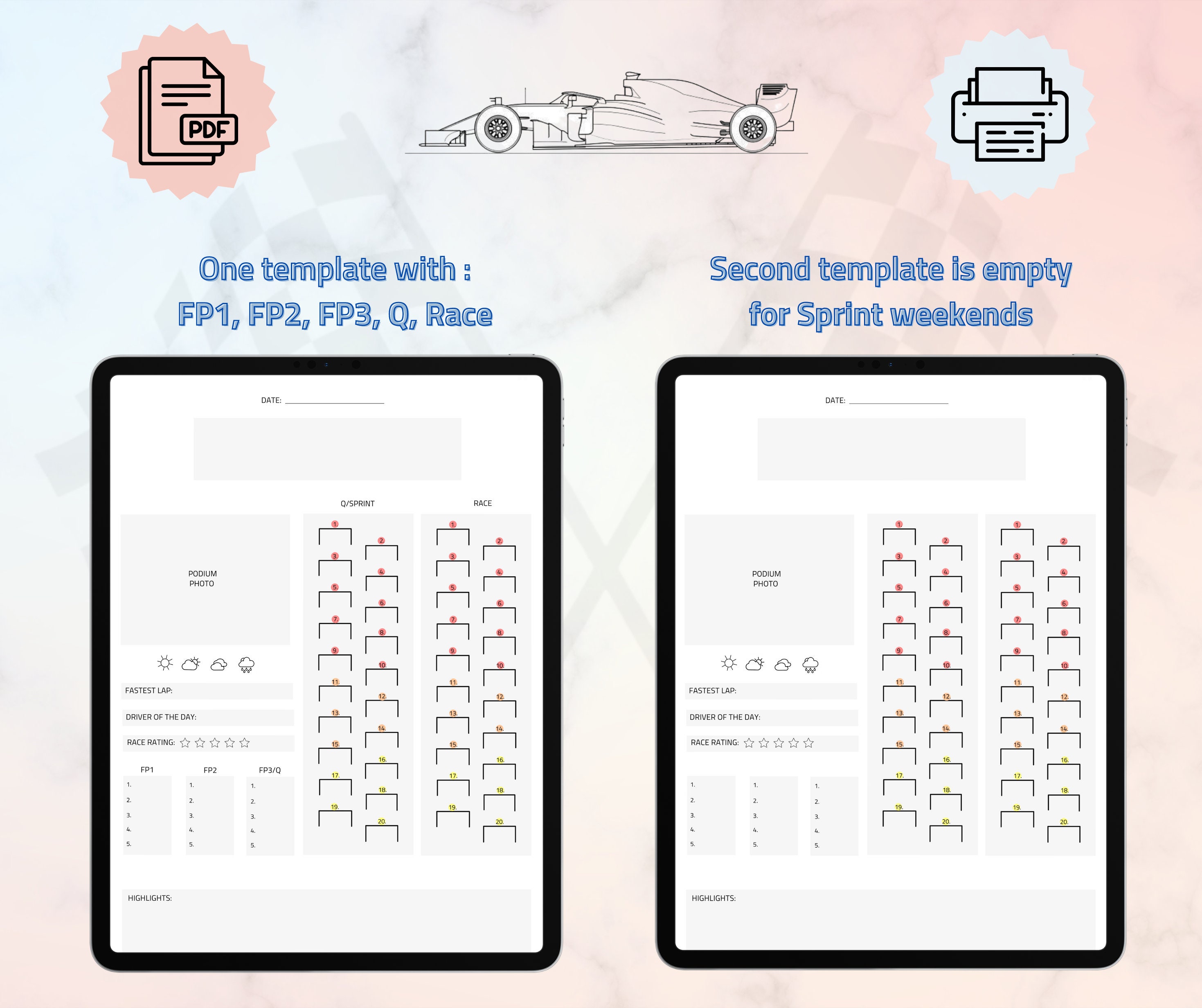 Formula 1 Race Weekend Template | F1 2023 | A4 Size | Ready to Download ...