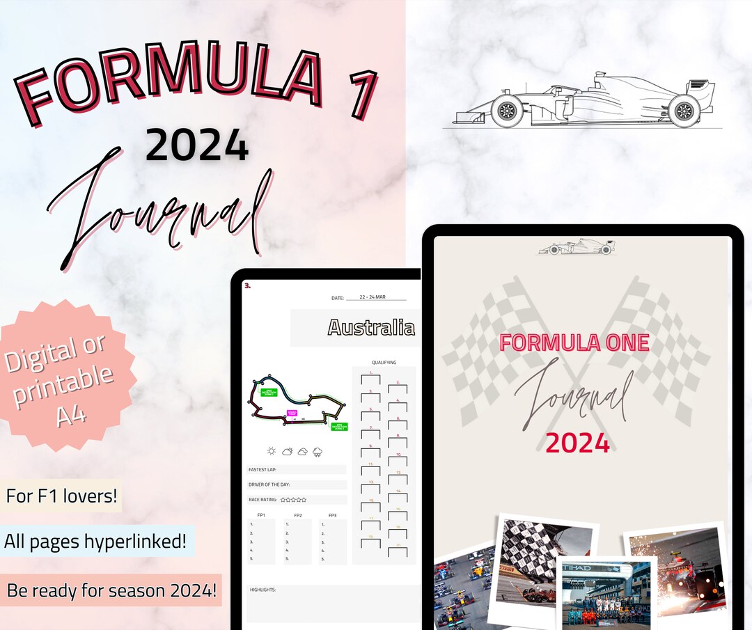 Carnet 2024 Formule 1, beige Journal numérique Cadeau F1 F1 Formule 1 ...