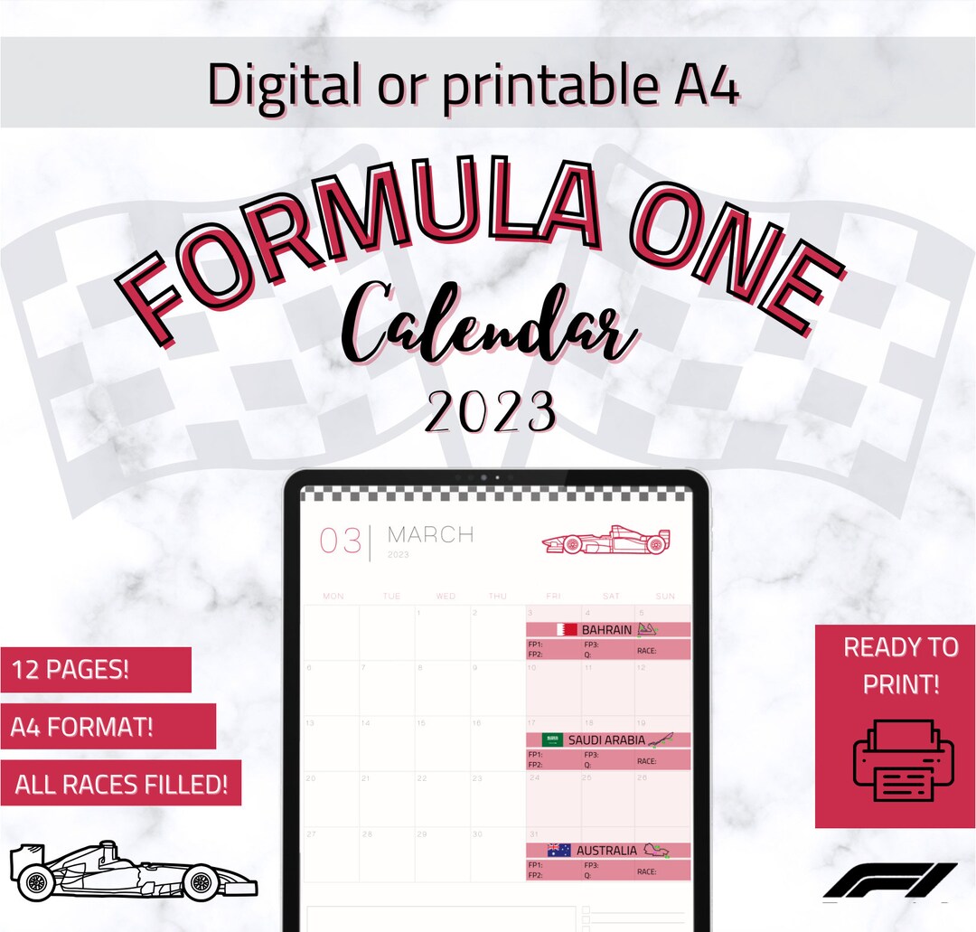Formula 1 Calendar 2023 F1 - Etsy